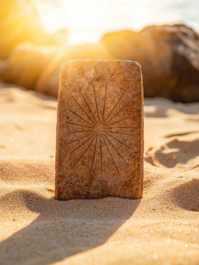 Carved Stone Marker in the Desert Stock Illustration - Illustration of ...