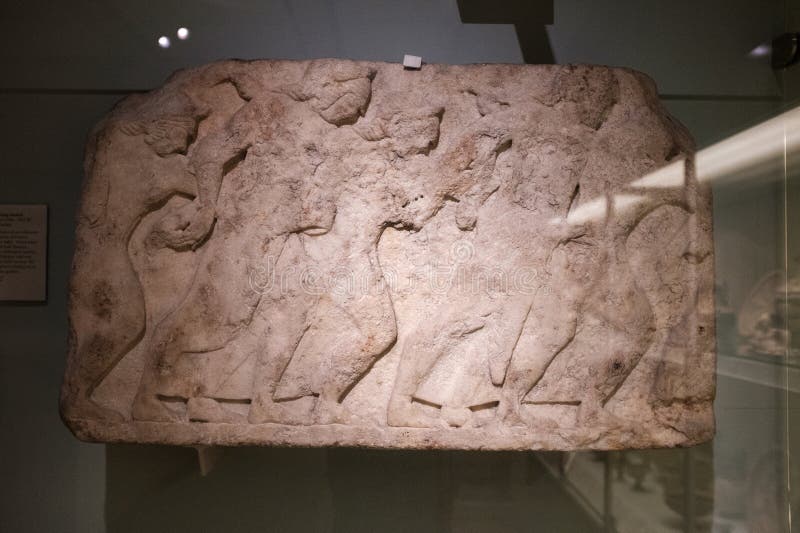 Carved Stone Relief Depicting Several Human Figure. British Museum, Uk ...