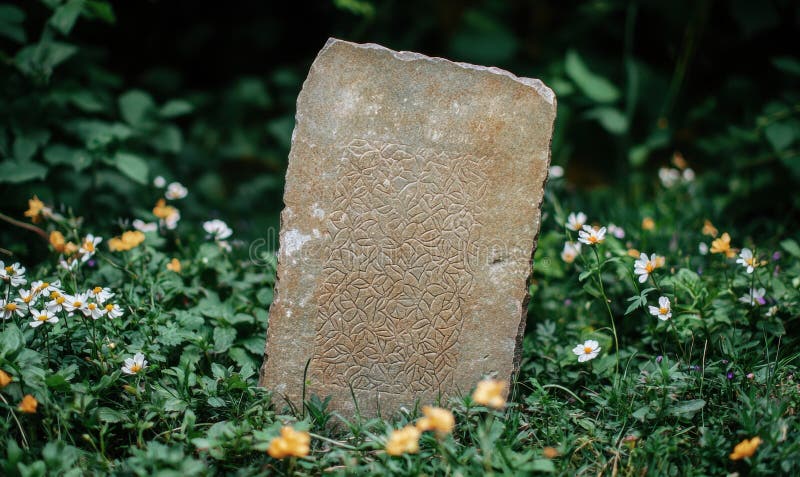 Carved Stone Tablet in Natural Setting Stock Illustration ...