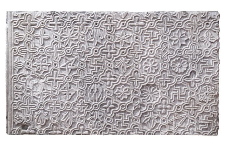 Carved Stone Tile with Intricate Floral Patterns Stock Photo - Image of ...