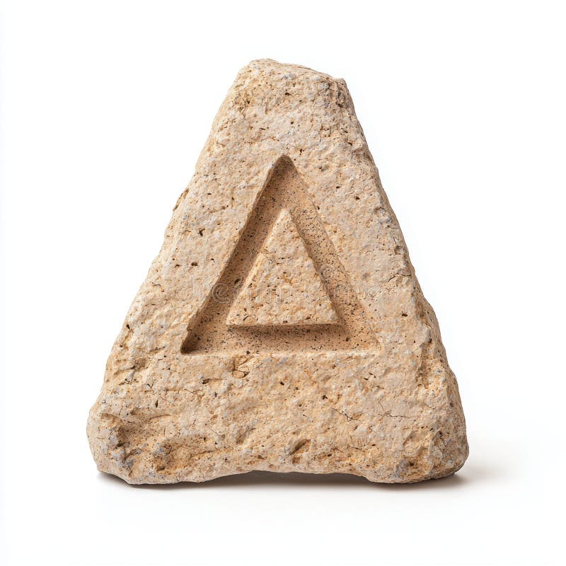 Carved Stone Triangle Symbol on White Background Stock Illustration ...