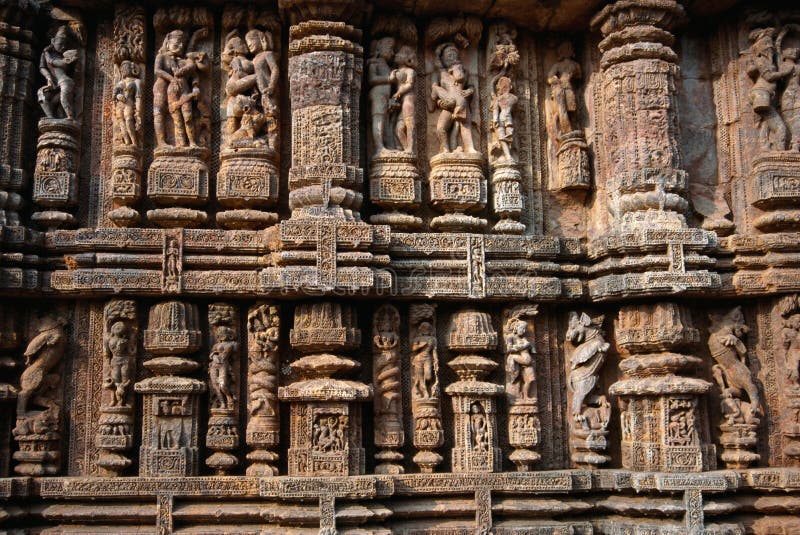 Indian Heritage Carved Wall of Sun Temple Konarak Orissa India Stock ...