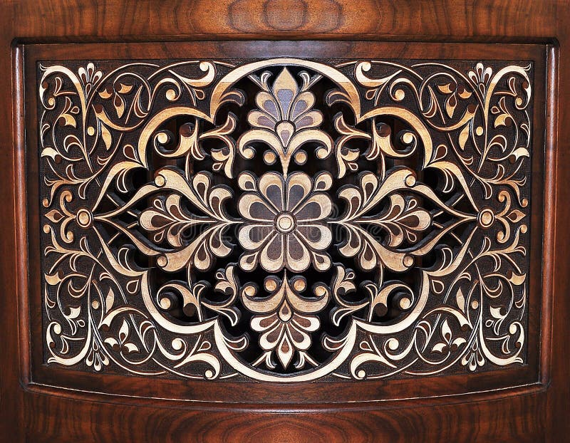 Carved from Wood, Beautiful Oriental Patterns and Ornaments. Stock ...
