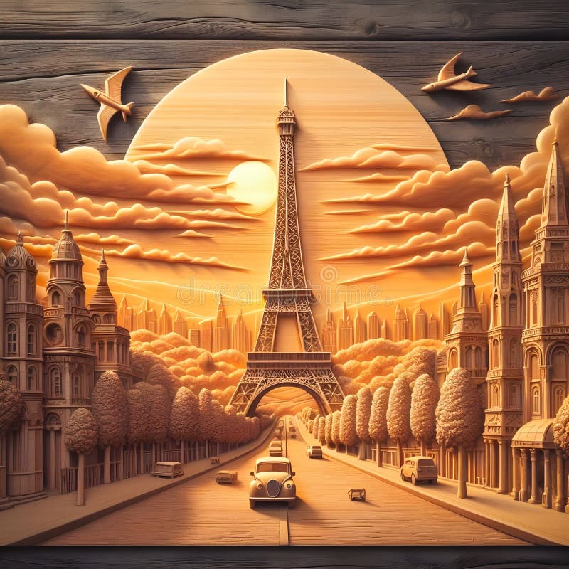 Carved Wood Decoration Wall Frame Eiffel Tower Paris Ai Generator Stock ... Carved Wood Decoration Wall Frame Eiffel Tower Paris Ai Generator Stock ...