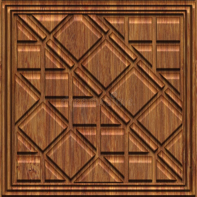 Carved Pattern on Wood Background Seamless Texture, 3d Illustration ...