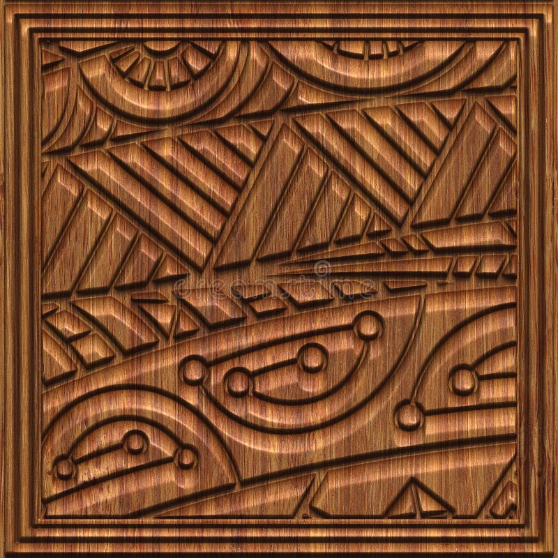 Carved Wood Panel Seamless Texture Stock Illustration - Illustration of ...