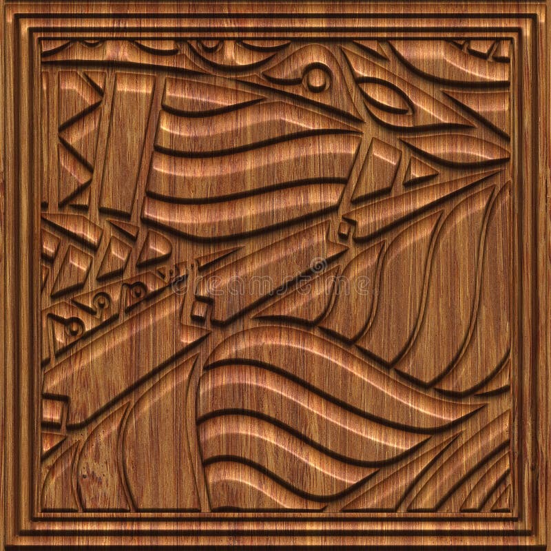 Carved Wood Panel Seamless Texture Stock Illustration - Illustration of ...
