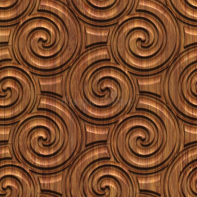 Carved Wood Seamless Texture Stock Illustration - Illustration of ...