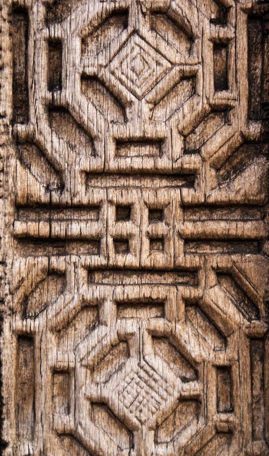 Carved Wooden Geometric Pattern Stock Image - Image of texture, wood ...