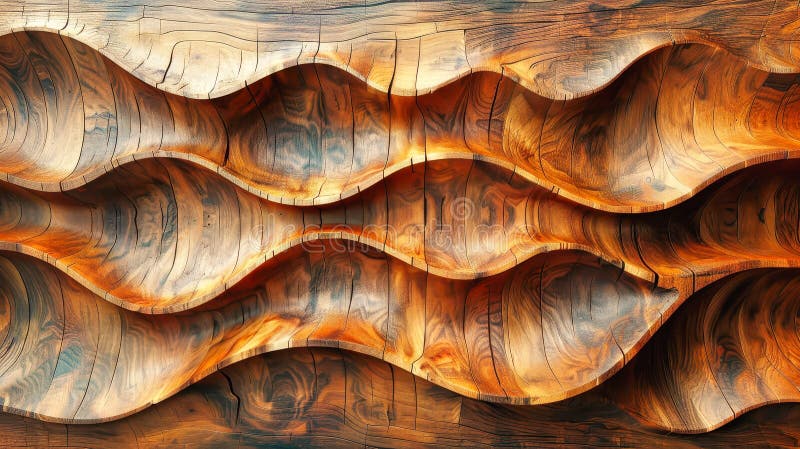A Carved Wooden Sculpture of Flowing Waves Stock Image - Image of ...