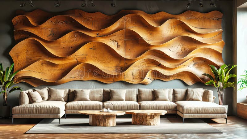 A Carved Wooden Sculpture of Flowing Waves Stock Photo - Image of ...