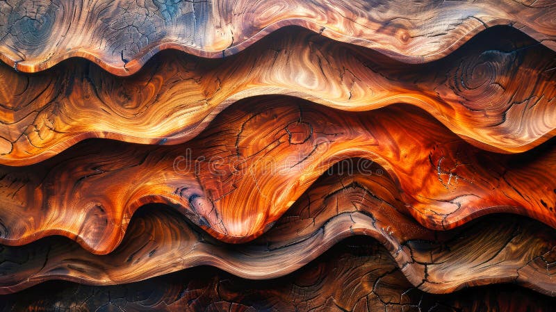 A Carved Wooden Sculpture of Flowing Waves Stock Image - Image of wood ...