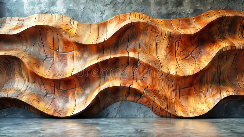 A Carved Wooden Sculpture of Flowing Waves Stock Image - Image of ...