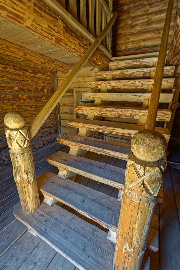 Carved Wooden Staircase. stock photo. Image of ancient - 129176436