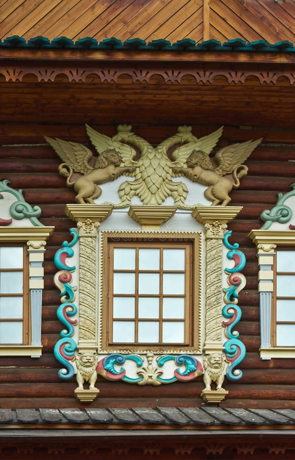 Carved Wooden Window Frames. Stock Image - Image of tranquil, front ...