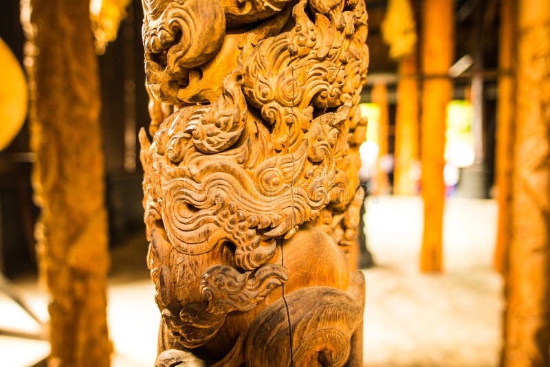 Carving Art on Wooden Column Stock Photo - Image of amazing, wood ...