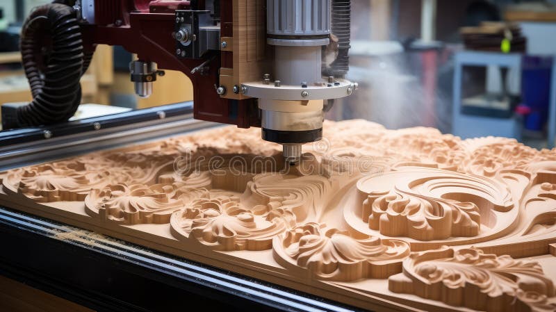 Carving cnc machine wood stock illustration. Illustration of cutting ...