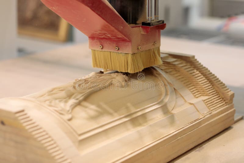 Carving with CNC Woodworking Milling Machine Stock Photo - Image of ...