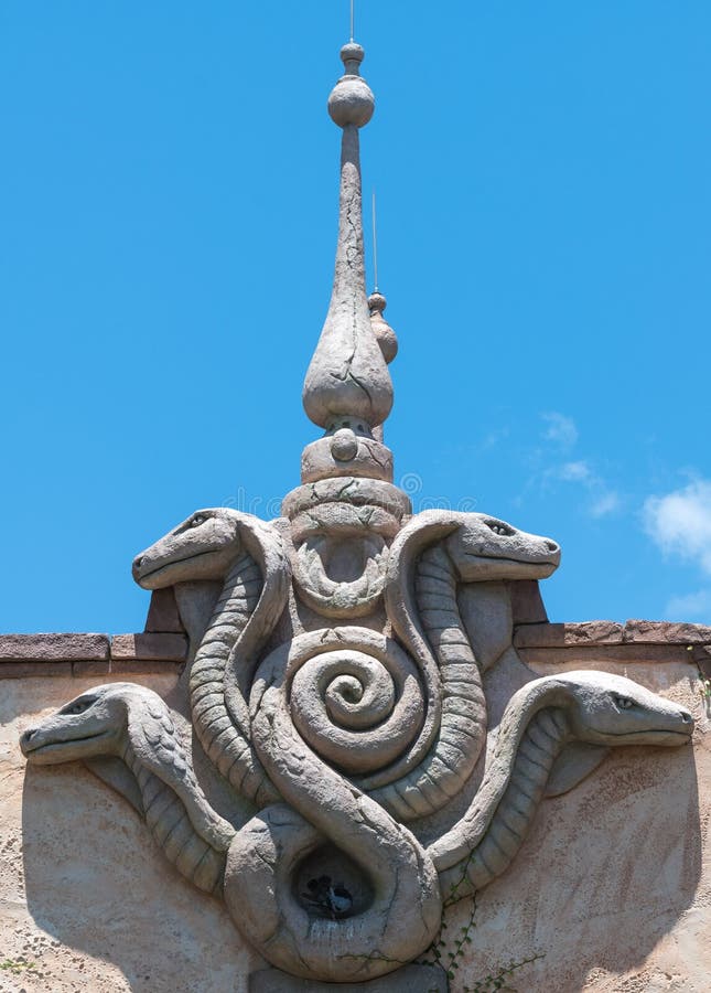 Carving Design on Top of Building, Snakes Stock Photo - Image of ...
