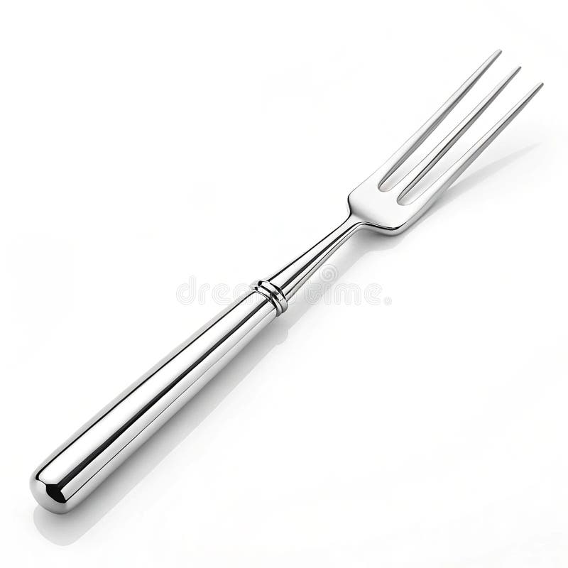 Carving Fork with Stainless Steel Tines on White Background Stock ...