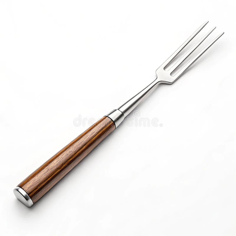 Carving Fork with Stainless Steel Tines on White Background Stock ...