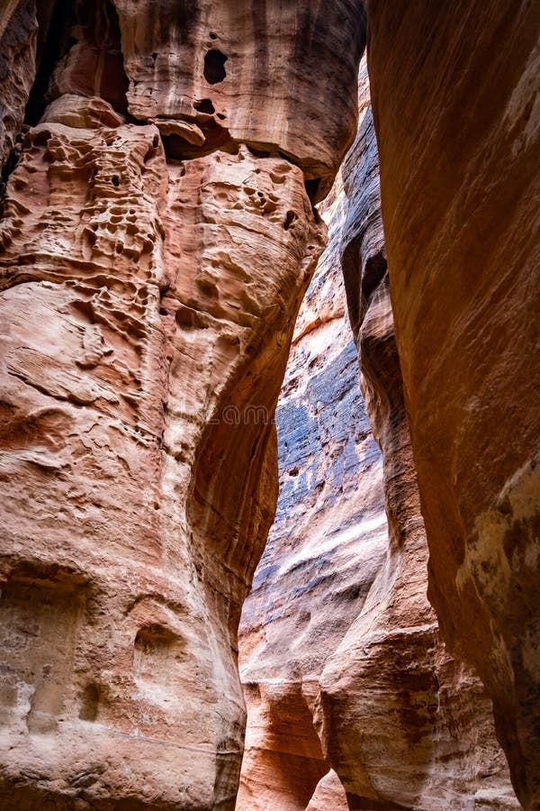 Carving Inside of Narrow Path in Jordan Stock Photo - Image of ...