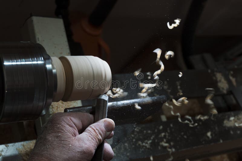 Carving Iron Wood Turning Fast Spinning Workpiece Stock Image - Image ...