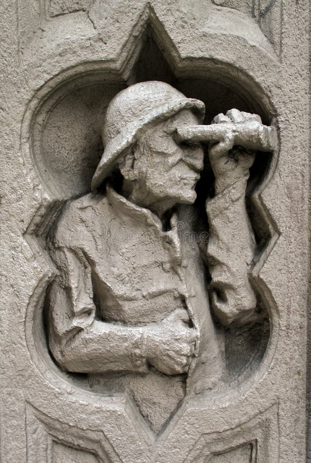 Carving of an Old Man on a Building Stock Image - Image of overhead ...