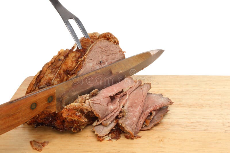 Carving roast beef stock image. Image of wood, white - 27889627