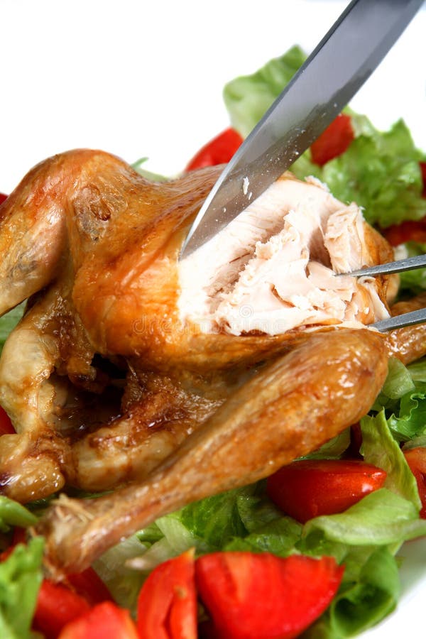 Carving roast chicken, stock photo. Image of restaurant - 493512