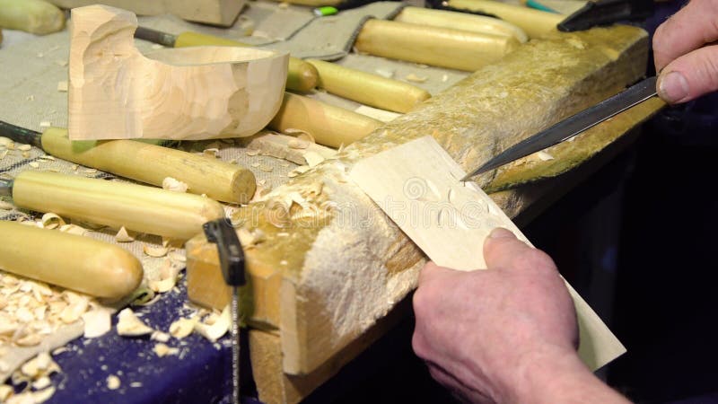 Carving Wood with a Chisel. Stock Footage - Video of woodwork ...