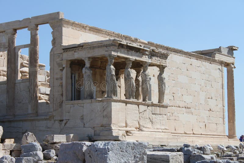 Caryatid Columns of the Porch of Erechtheion Ancient Greek Temple with ...