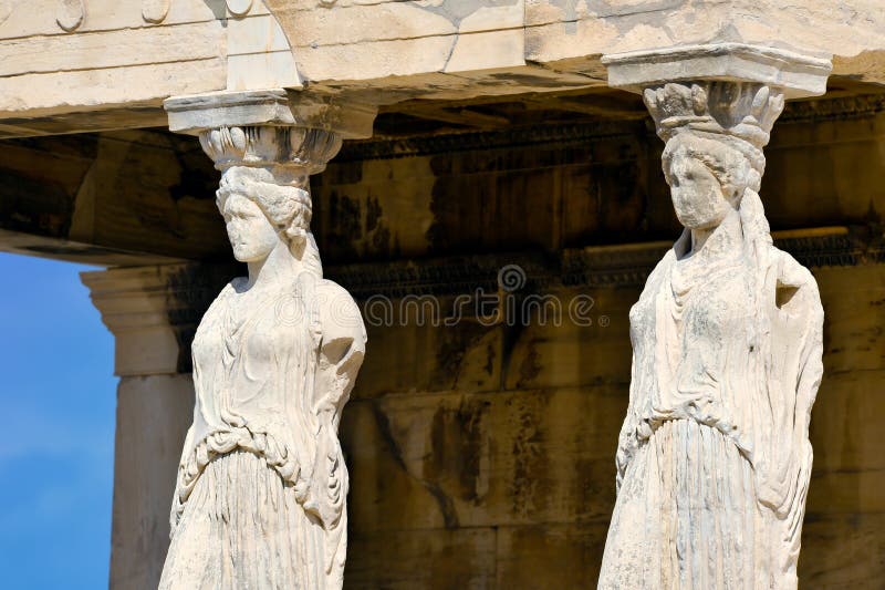 Caryatid Sculptures, Acropolis of Athens, Greece Stock Photo - Image of ...