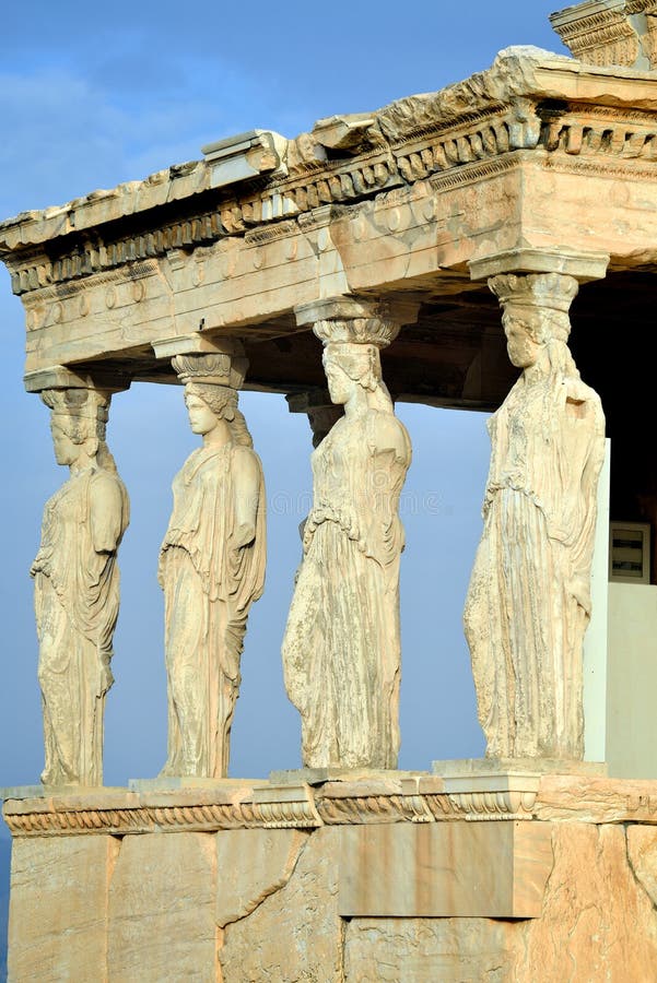 Caryatides, Acropolis of Athens Stock Photo - Image of building, ruins ...