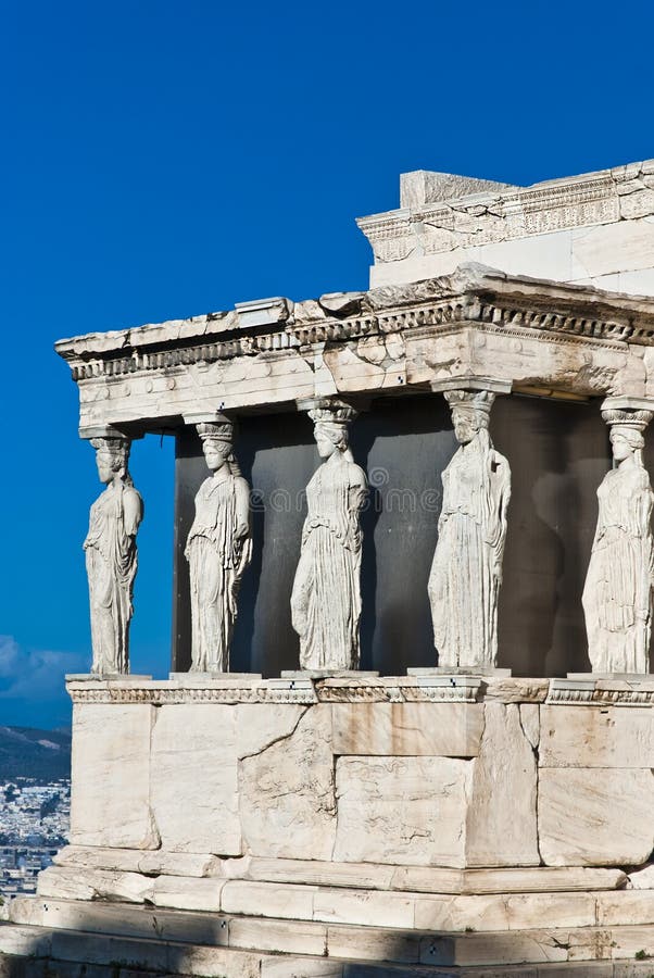 Caryatids Erechteion Acropolis Athens Greece Stock Photo - Image of ...