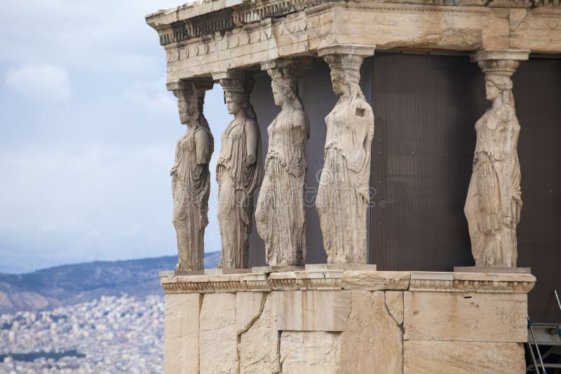 Caryatids, Erechtheion Temple Acropolis, Athens, G Stock Photo - Image ...