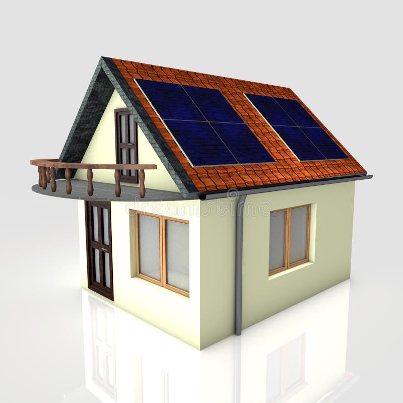 Casa 3D Con Los Paneles Solares Ilustración del Vector - Ilustración de ...