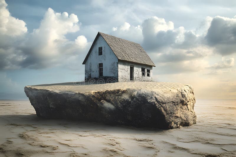 Casa Construída Sobre Rocha E Areia Imagem de Stock - Imagem de ensinos ...