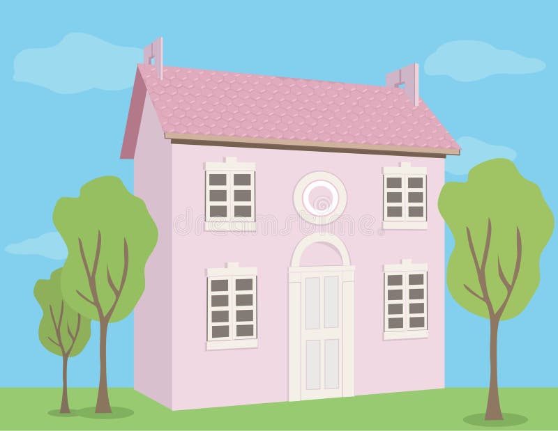 Casa cor-de-rosa ilustração do vetor. Ilustração de vetor - 3933238
