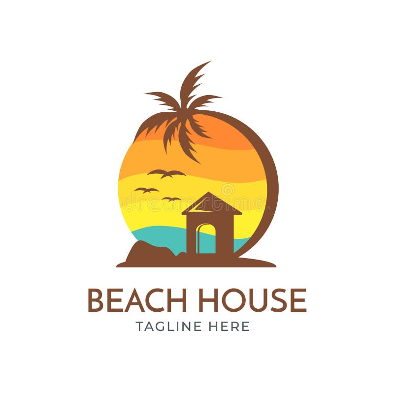 Casa De Playa Creativa Logo Design Vector Art Logo Stock de ilustración ...