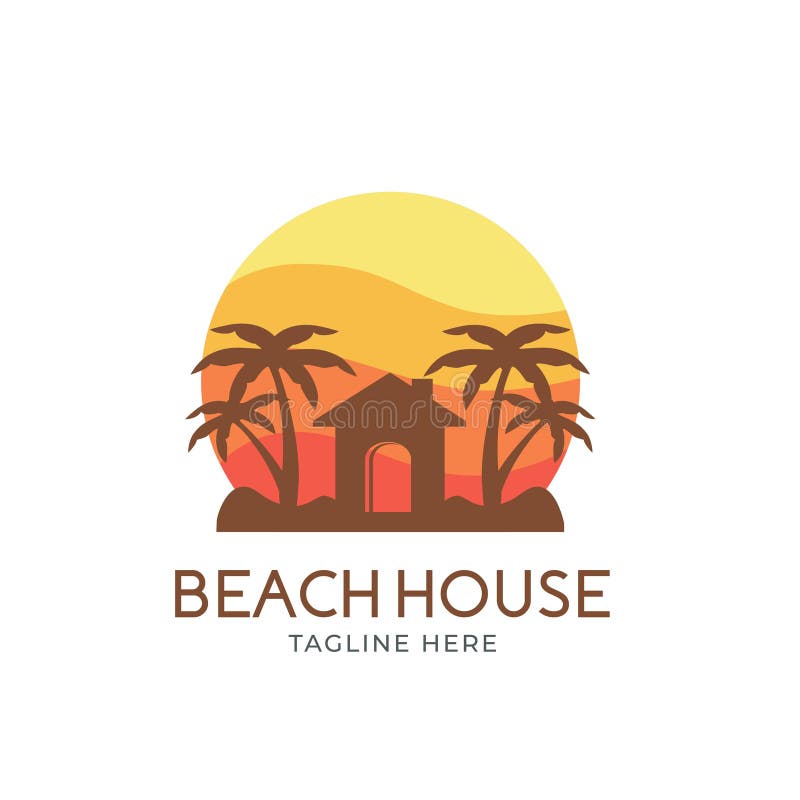 Casa De Playa Creativa Logo Design Vector Art Logo Stock de ilustración ...