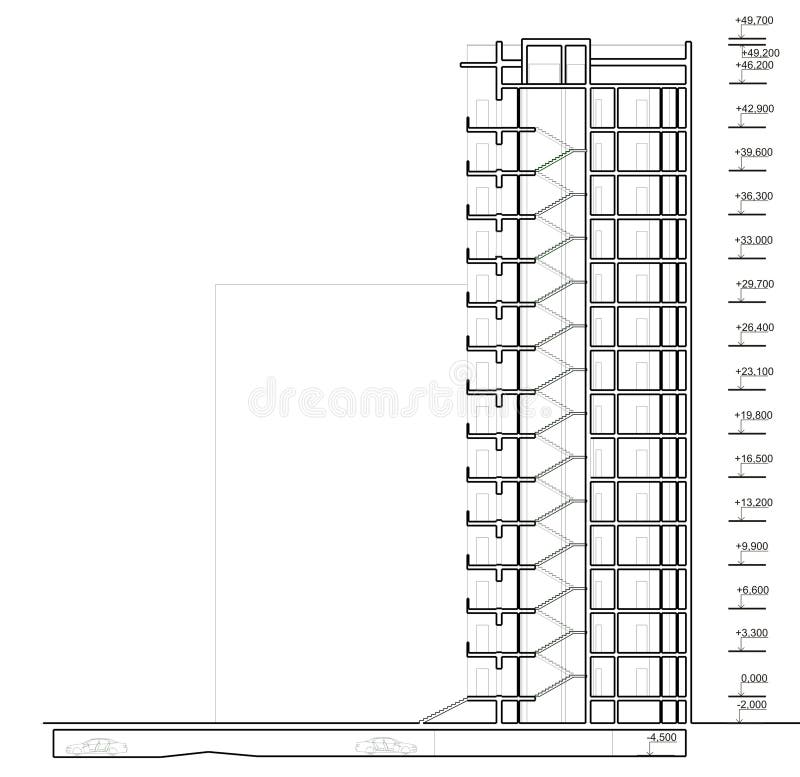 Casa de sección vertical stock de ilustración. Ilustración de proyecto - 12065646