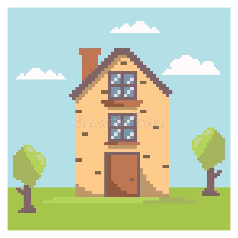 Casa en arte del pixel stock de ilustración. Ilustración de casa ...