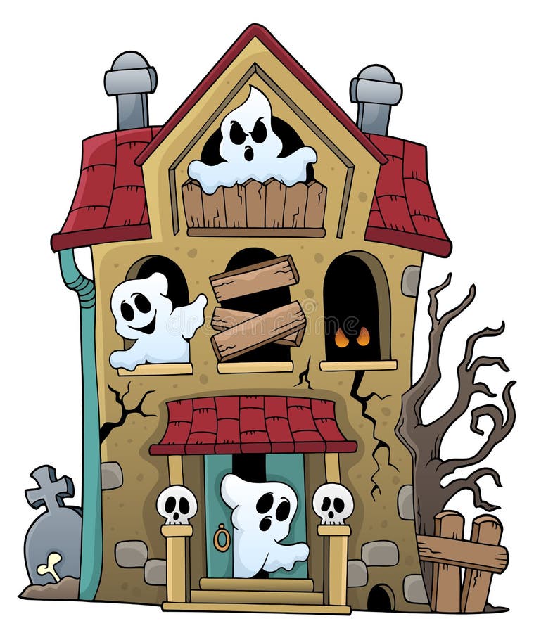 Casa Encantada Con El Tema 1 De Los Fantasmas Ilustración del Vector ...