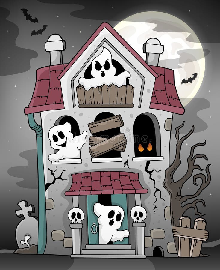 Casa Encantada Con El Tema 3 De Los Fantasmas Ilustración del Vector ...