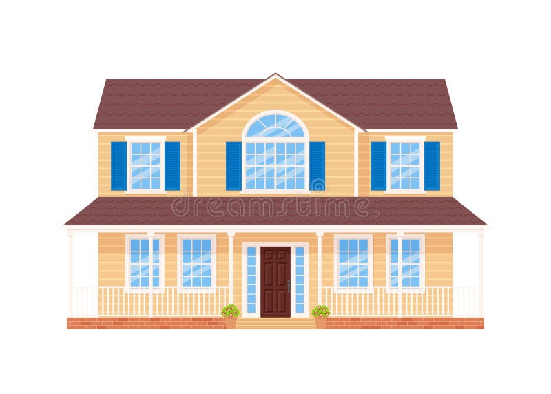 Casa, Fachada Casera Ejemplo Del Vector En Diseño Plano Ilustración del ...