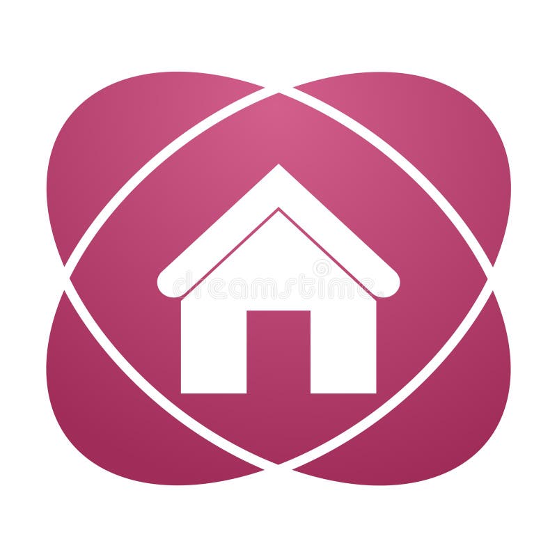 Casa rosa del segno illustrazione vettoriale. Illustrazione di nubi ...