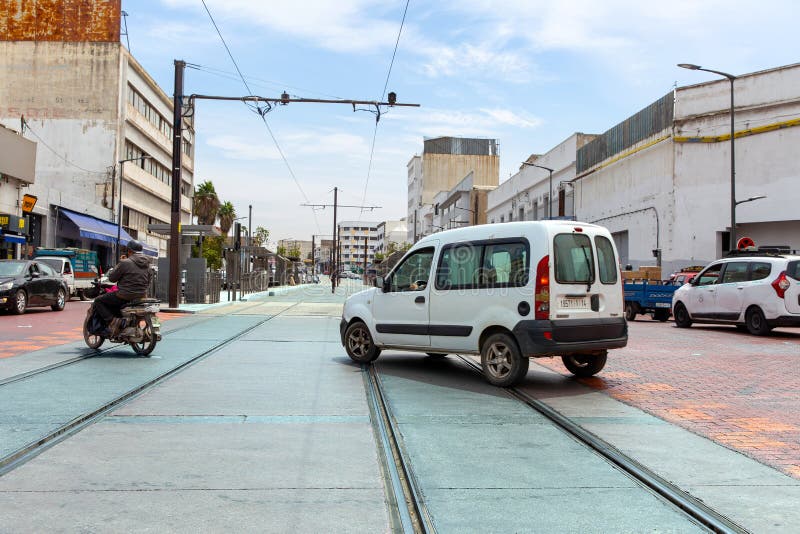 Automobile Intersection - Intersection with a Tram Line. Casablanca ...