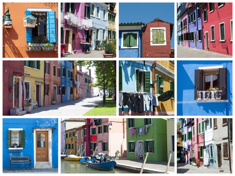 Casas Coloridas En Burano - Collage Foto de archivo - Imagen de lavado ...