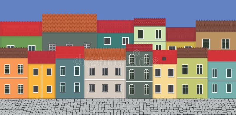 Casas da rua e da cidade ilustração do vetor. Ilustração de cidade ...